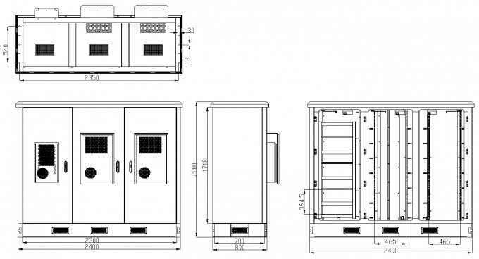 IP55 Three Bays Outdoor Telecom Cabinet For Installing Battery, Power ...