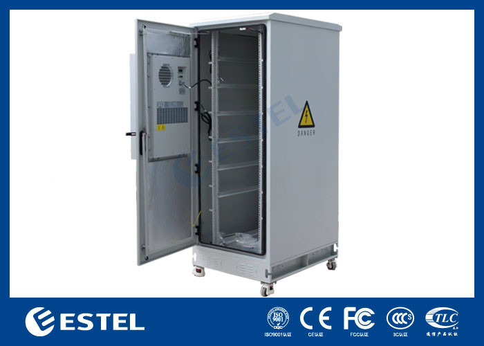 19 Inch Floor Mounted Outdoor Telecom Cabinet With 4 Wheels And Dual Doors